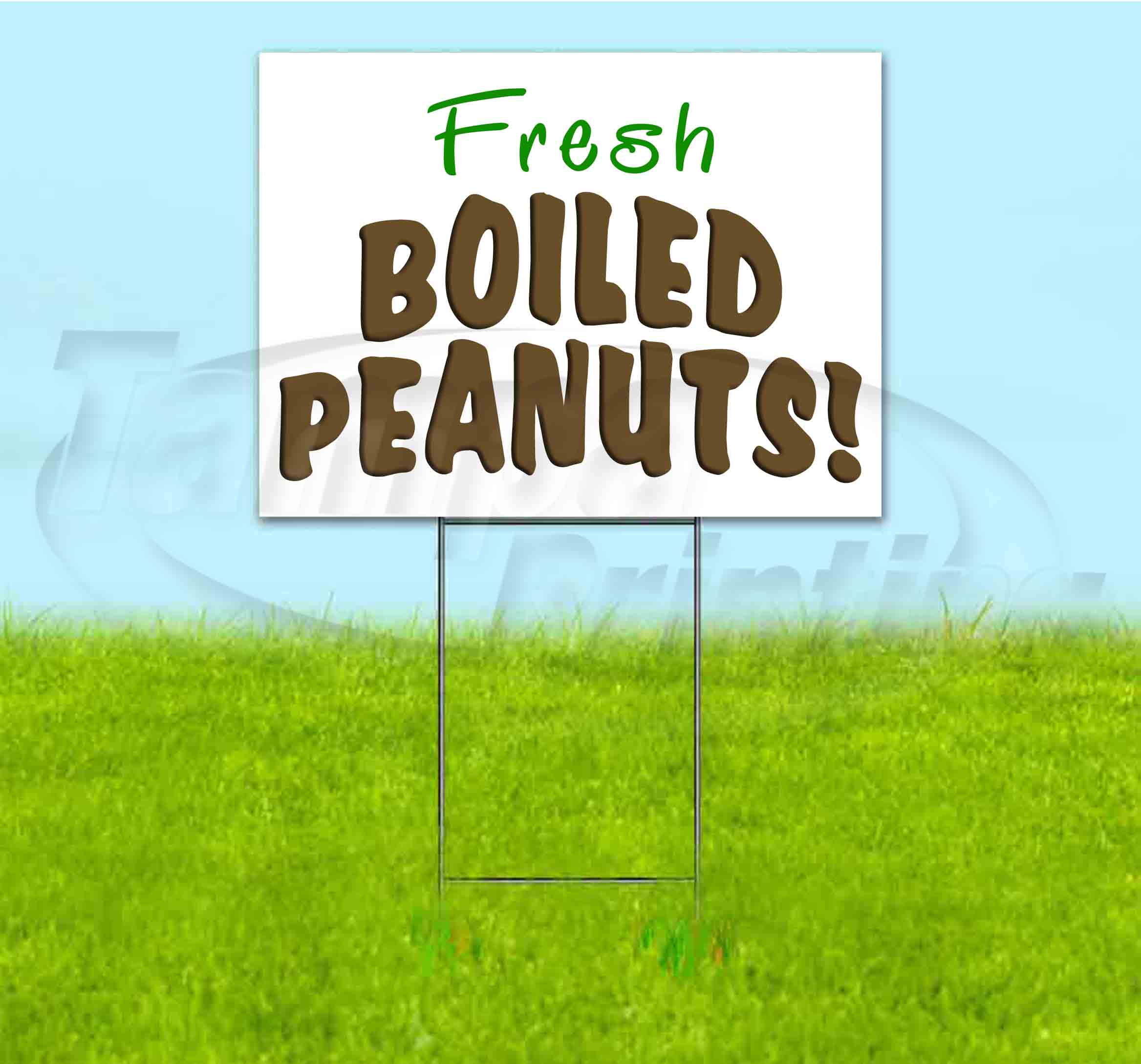 Fresh Boiled Peanuts (18" x 24") Yard Sign, Includes Metal Step Stake ...