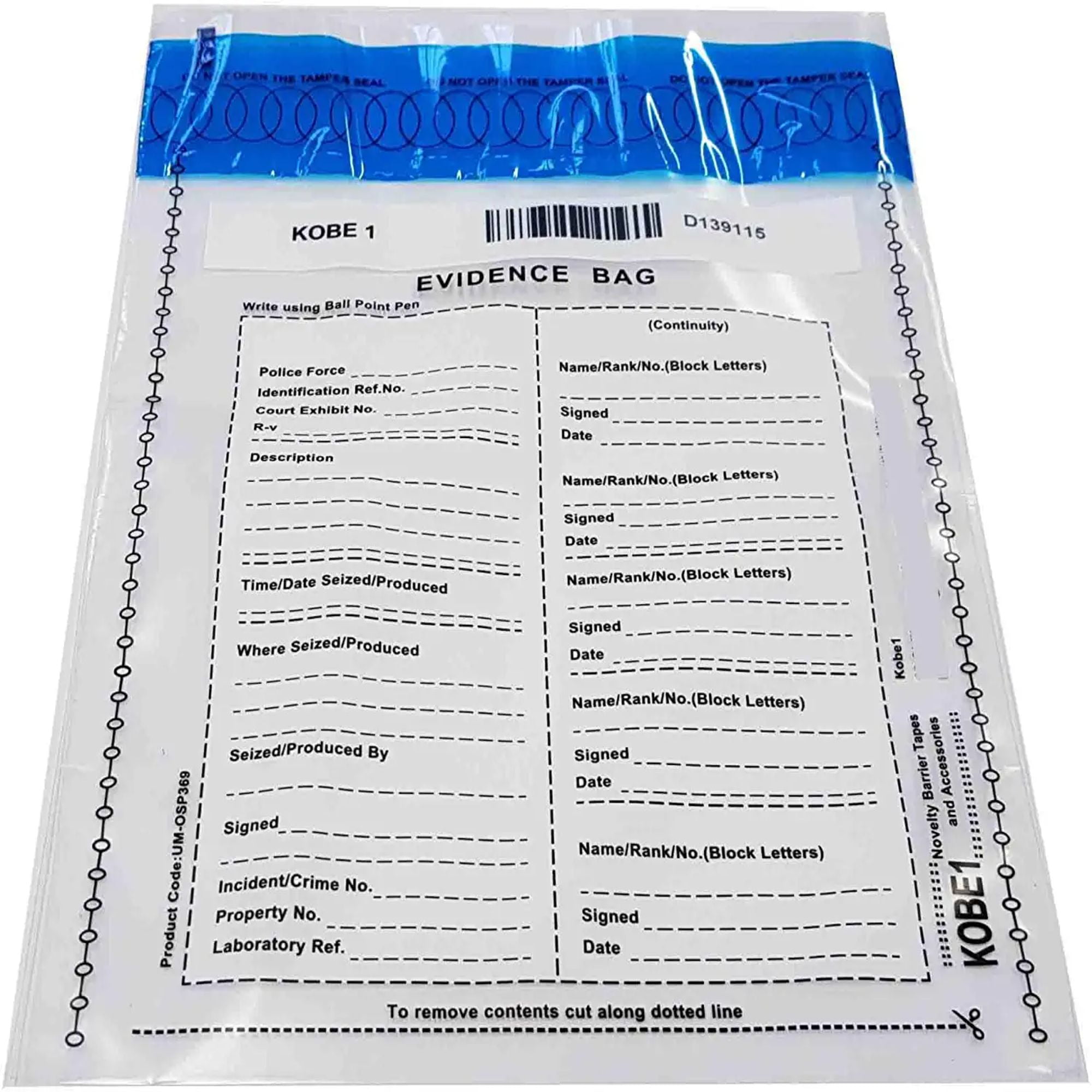 Kobe1 Evidence Collection Bags (x12), Photo Evidence Markers Frames ...