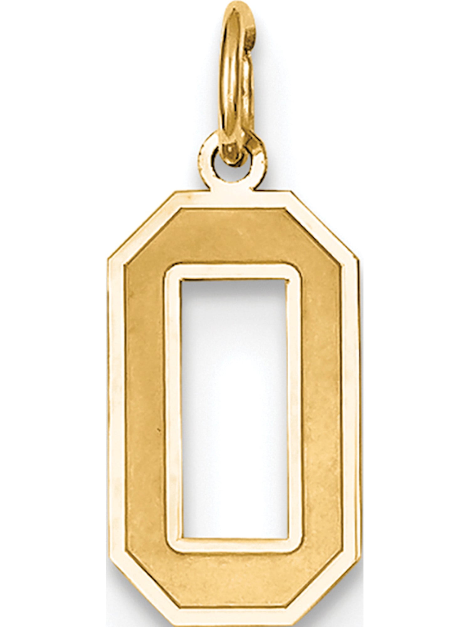 14k Yellow Gold Medium Satin Number 0 (8x20mm) Pendant / Charm ...
