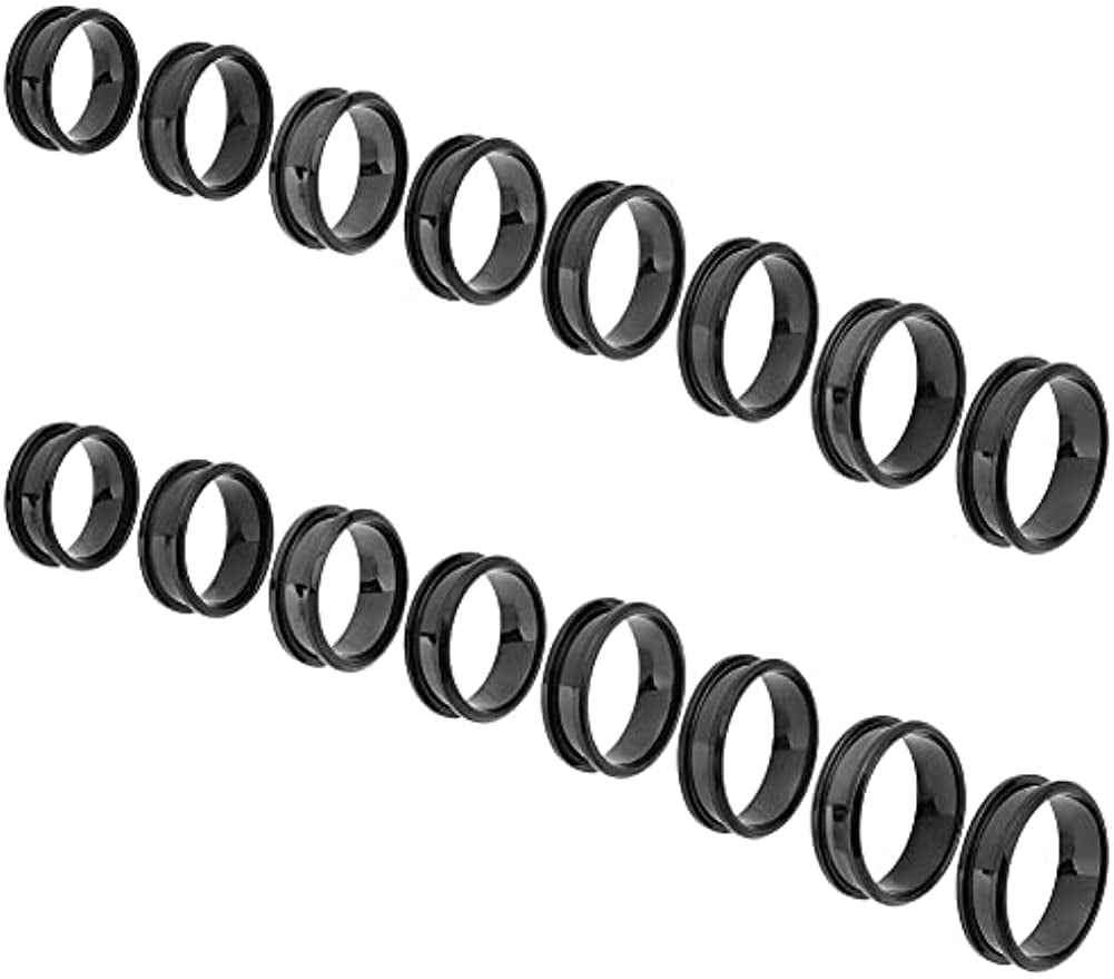 16pcs Stainless Steel Black Finger Ring 8 Sizes Blank Core Ring for ...