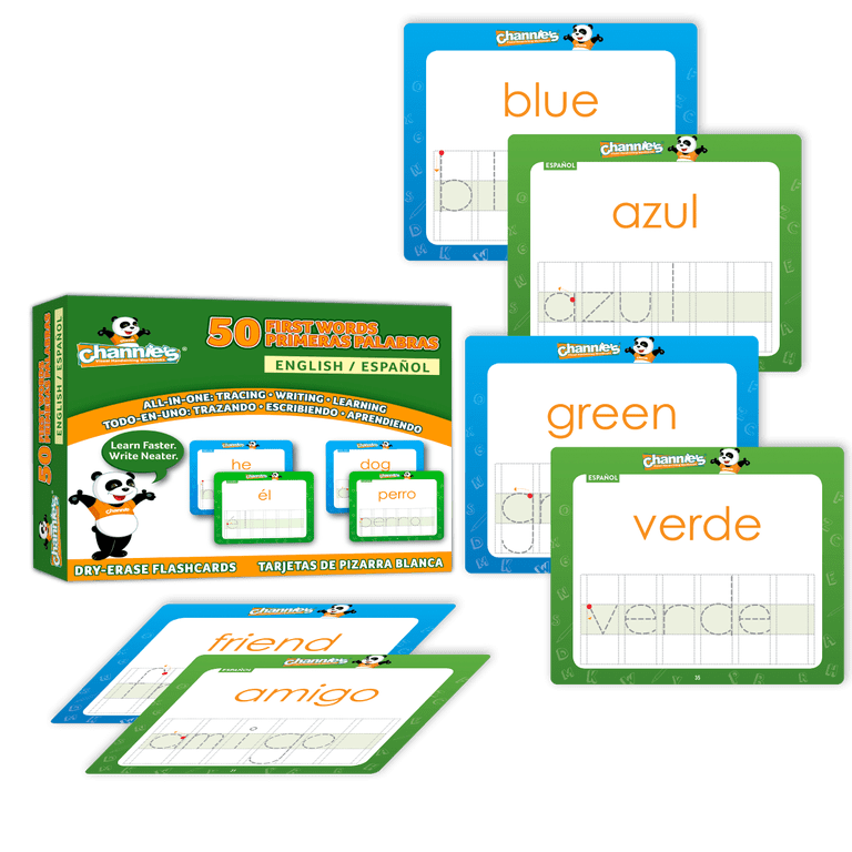 Dry Erase Letter Tracing Channie's Spanish/English Dry Erase Flashcards ...