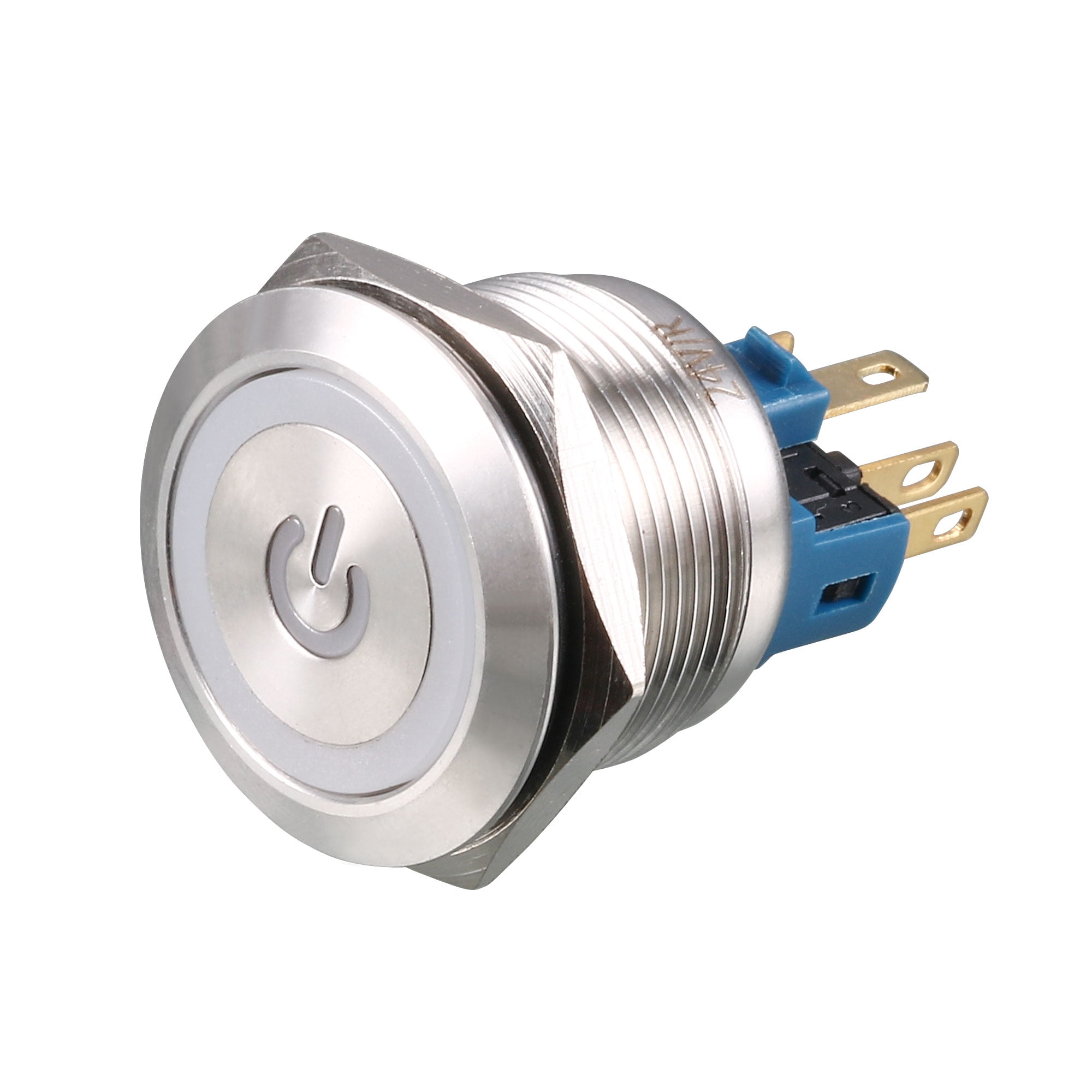 24V 18mm Red LED Light 22mm Mounted Thread ON/OFF Momentary Push Button ...