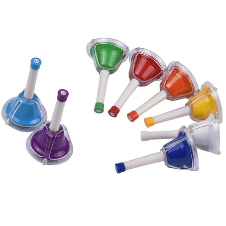 8 Note Diatonic Metal Bell Colorful Handbell Hand Percussion Bells Kit ...