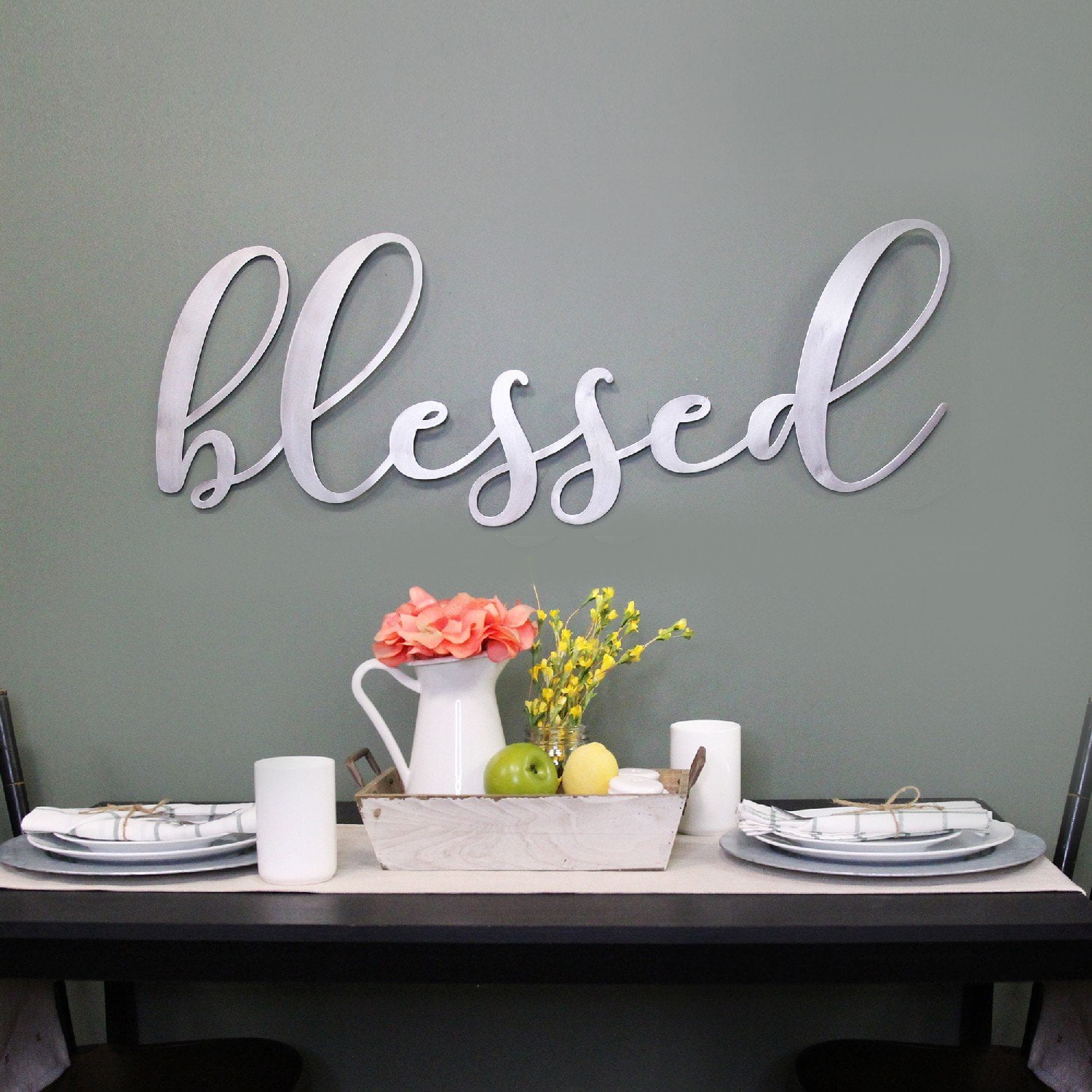 Stratton Home Decor Oversized Blessed Metal Sign - Walmart.com