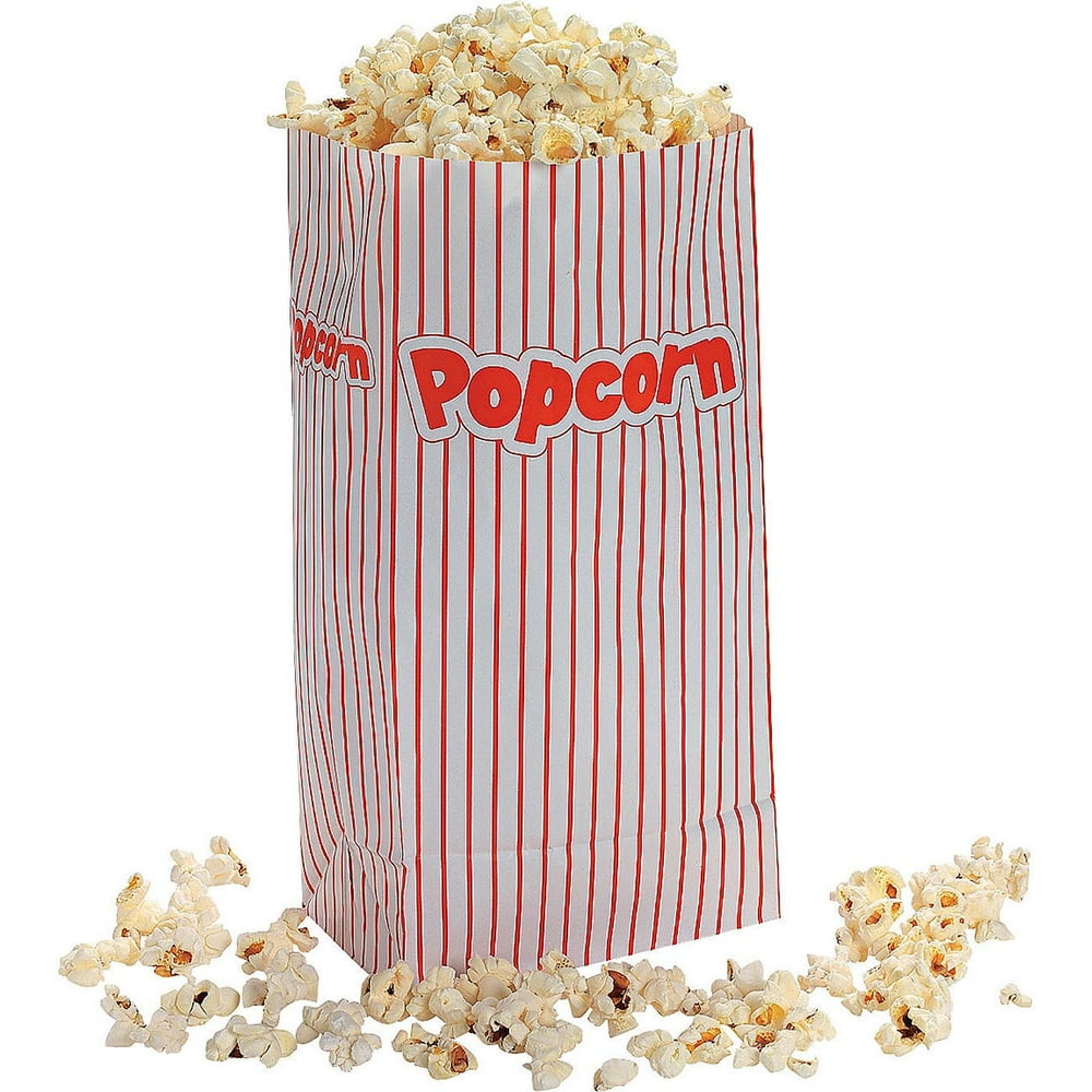 24 Paper Popcorn Treat Bags Kids Birthday Party Favors Circus Carnival ...
