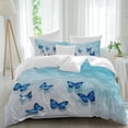 4 Piece Duvet Cover Set Queen, Natural Ocean Beach Blue Butterfly Soft ...