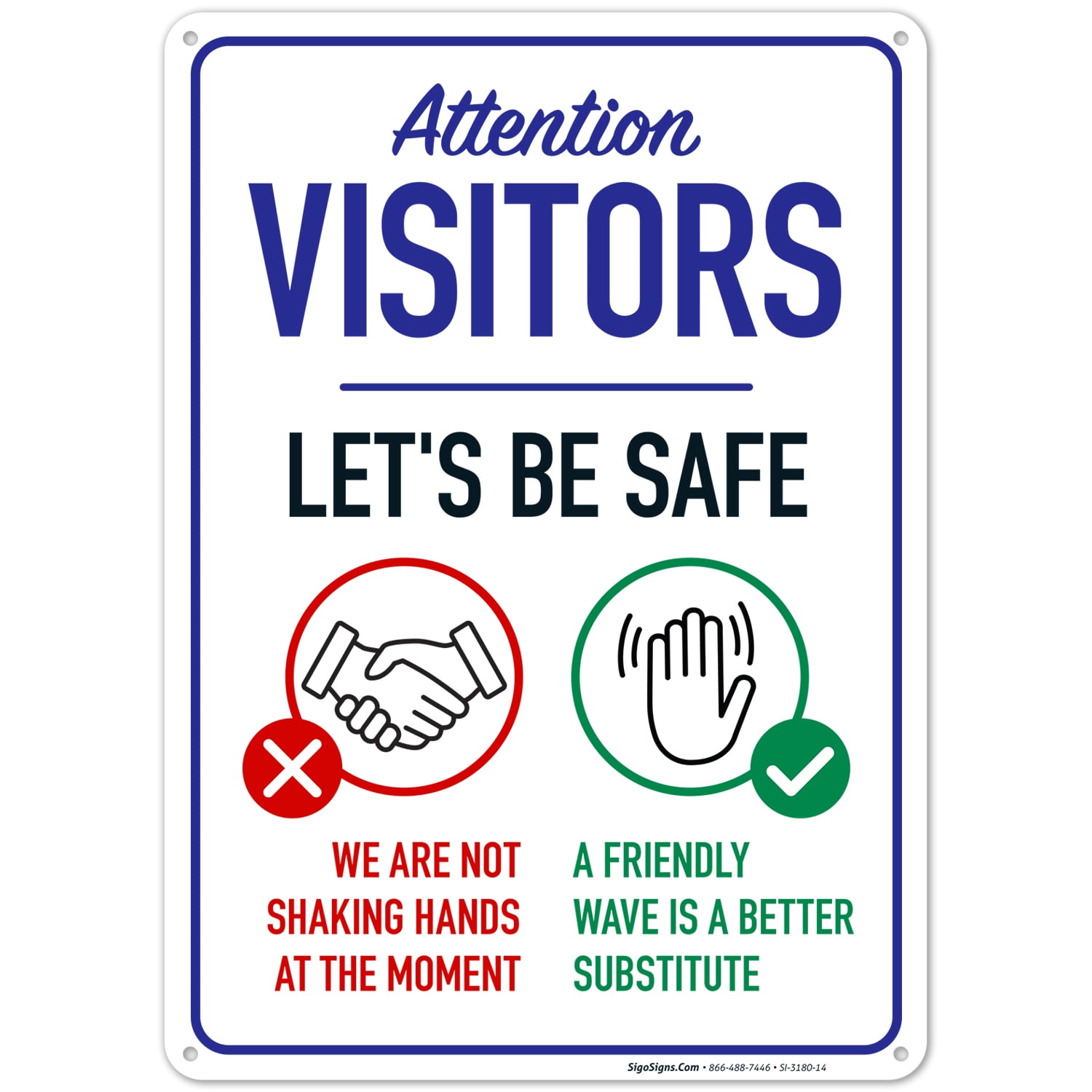 Attention Visitors Let's Be Safe Sign, Social Distancing Sign, 10x14 ...