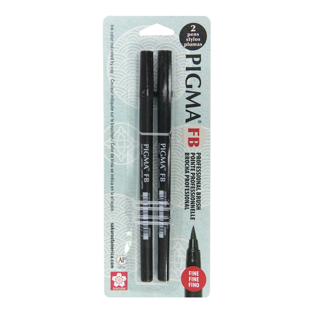 Sakura Pigma Professional Brush Pen, Fine Tip, Black, 2 Count - Walmart.com - Walmart.com