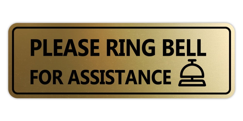 Standard Please Ring Bell for Assistance (Bell) Sign (Brushed Gold ...