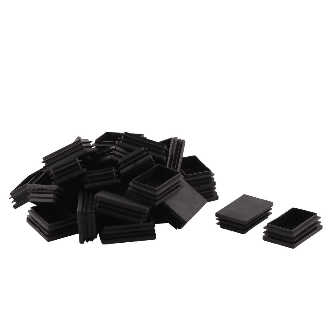 Plastic Rectangle Table Chair Feet Tube Insert End Cap Black 60mm x ...