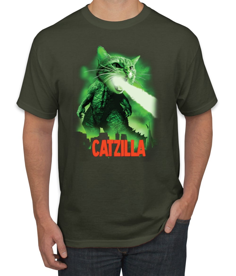 Catzilla Parody Taking Over City | Mens Cat Lover Graphic T-Shirt ...