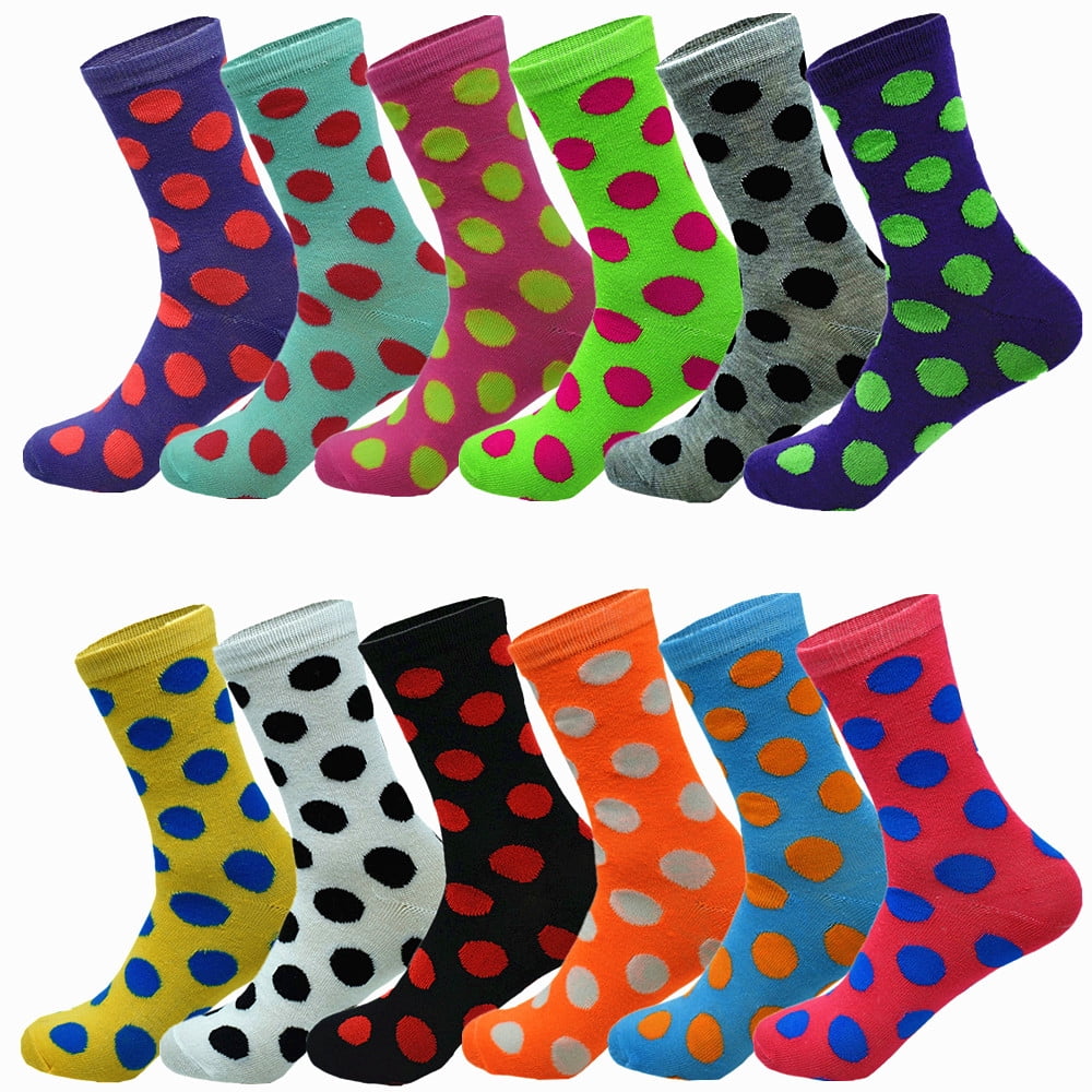 Glory Max Women's Assorted Colors Dots Design Cotton Crew Socks Size 9 ...