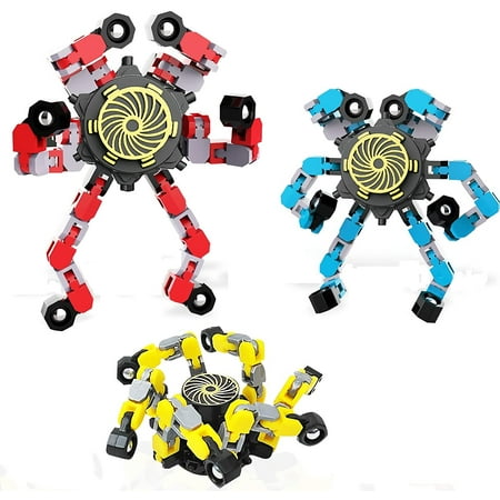 HEIBIN3PCS Transformable Chain Robot Toy Fingertip Gyro Spinners Toy ...