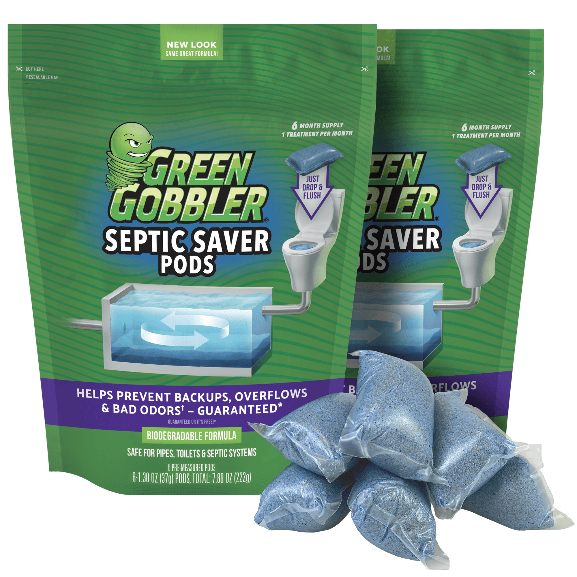 Green Gobbler Septic Saver | Septic Tank Treatment Packets | 2 Pack | 1 ...