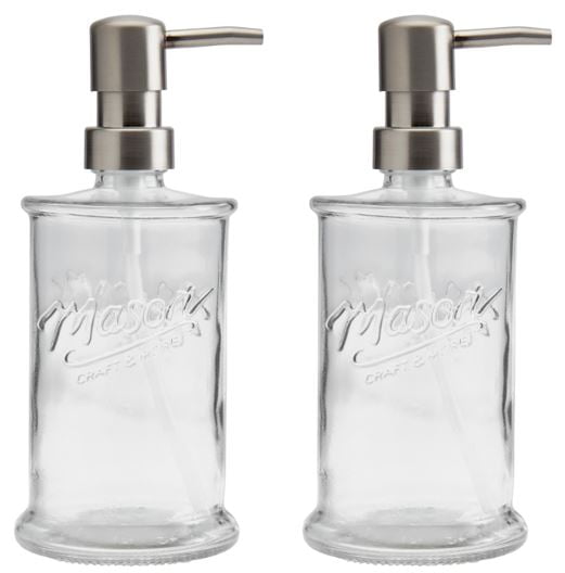Mason Craft & More 14 oz. Round Glass Soap Lotion Dispensers with ...