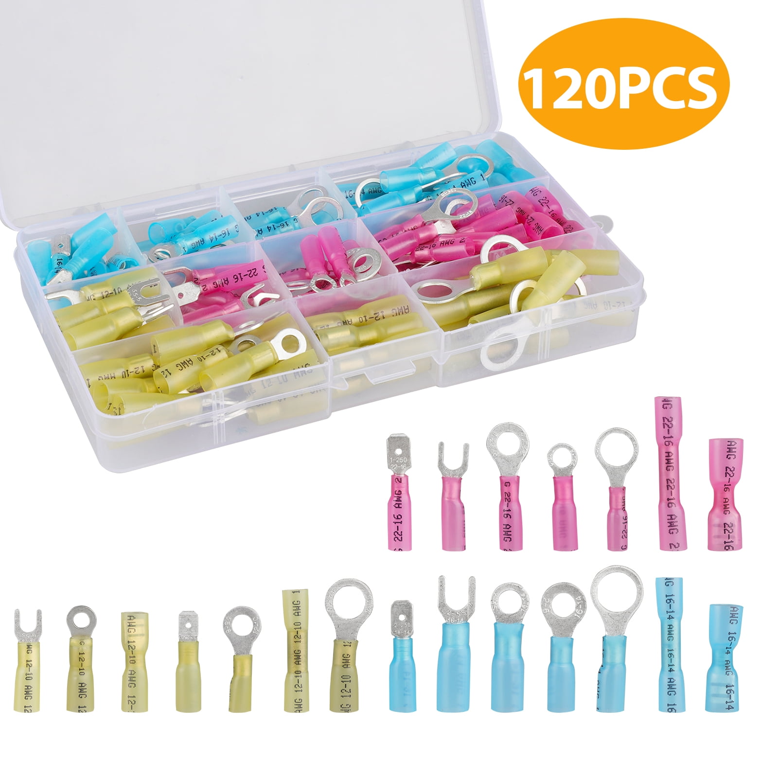 250pcs Mixed Crimp Terminal Insulated Electrical Heat Shrink Wire ...