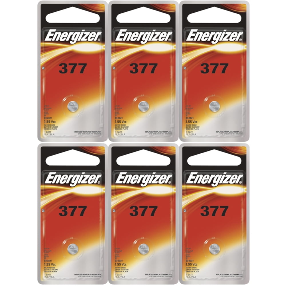 6 Pack Energizer CR377 1.55Vcc Silver Oxide Battery - Walmart.com