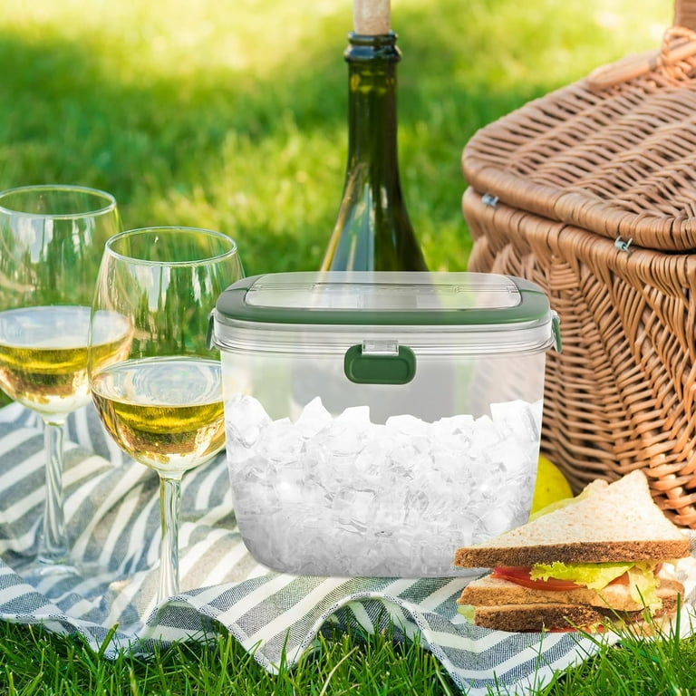 Clear Ice Storage 5L Portable With Lid & Tong - Clear Plastic Ice ...