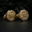Men's Yellow Gold 925 Sterling Silver Iced Cz Octagon Cluster Stud ...