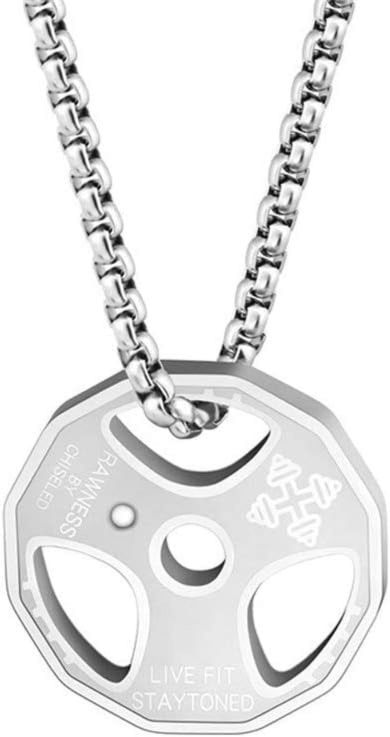 Men Women's Dumbbell Pendant Necklace Stainless Steel Couples Barbell ...