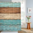 Bathroom Shower Curtain Farmhouse Blue Green Wood Board Waterproof ...