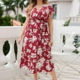 Women Faux Wrap Plus Size Summer Midi Dresses Floral Print Beach Casual ...
