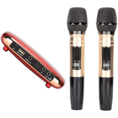 Wireless Microphone, Dual Handheld Dynamic Mic Karaoke System USB Sound ...