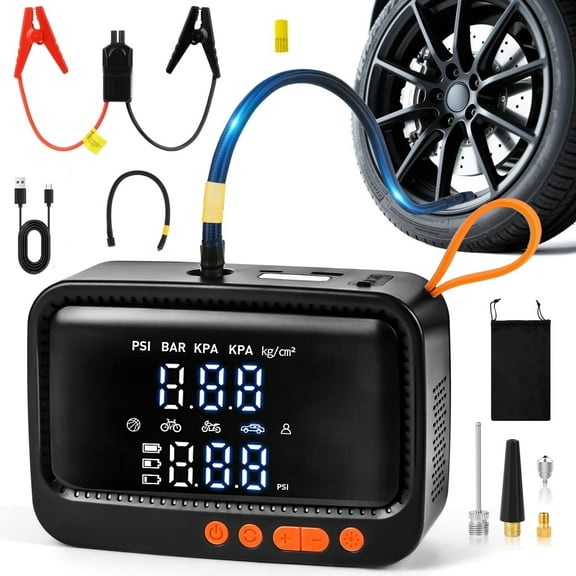 Jump Starter with Air Compressor,14.8V 8000A Peak Portable Car Battery ...