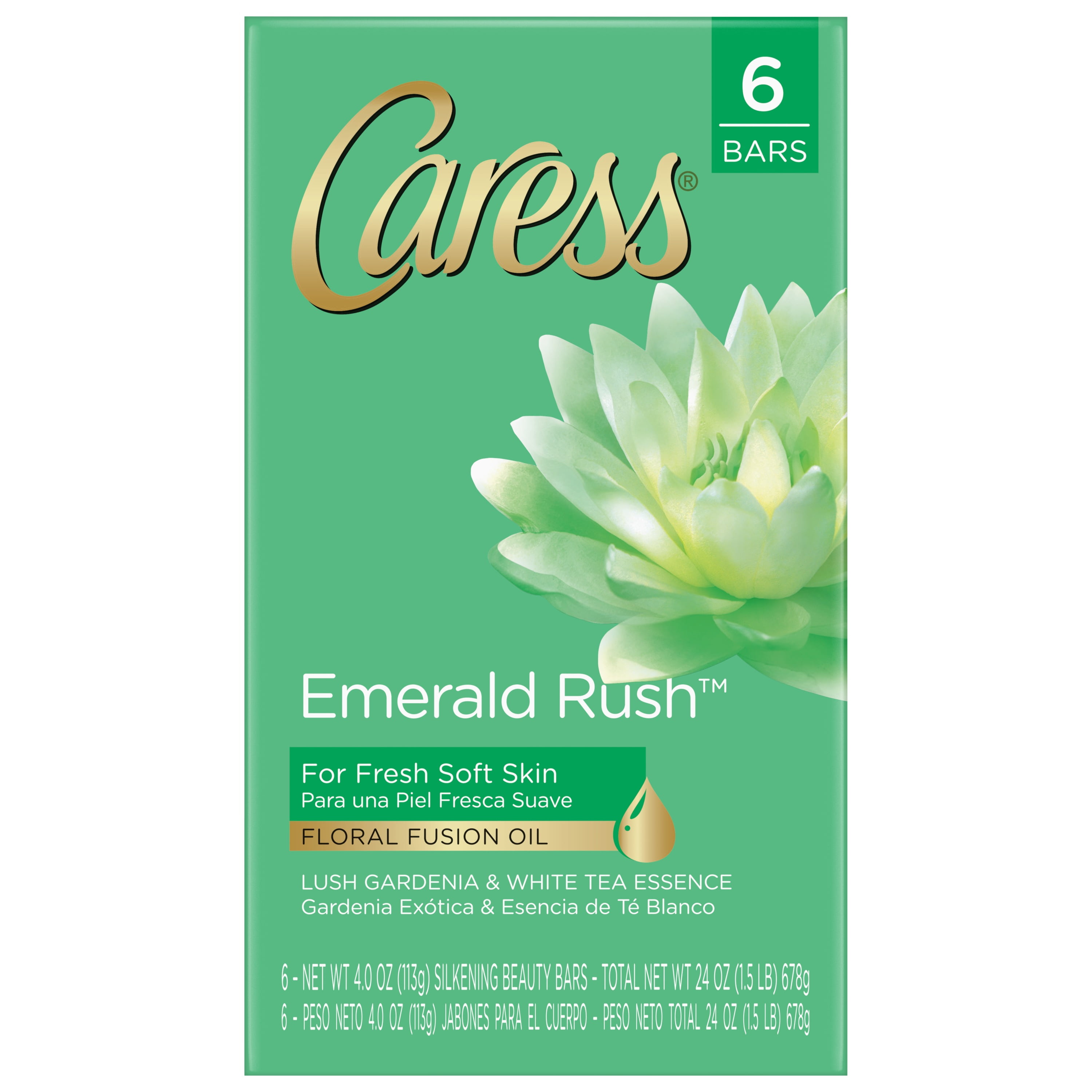 Caress Beauty Bar Emerald Rush 4 oz, 6 Bar - Walmart.com