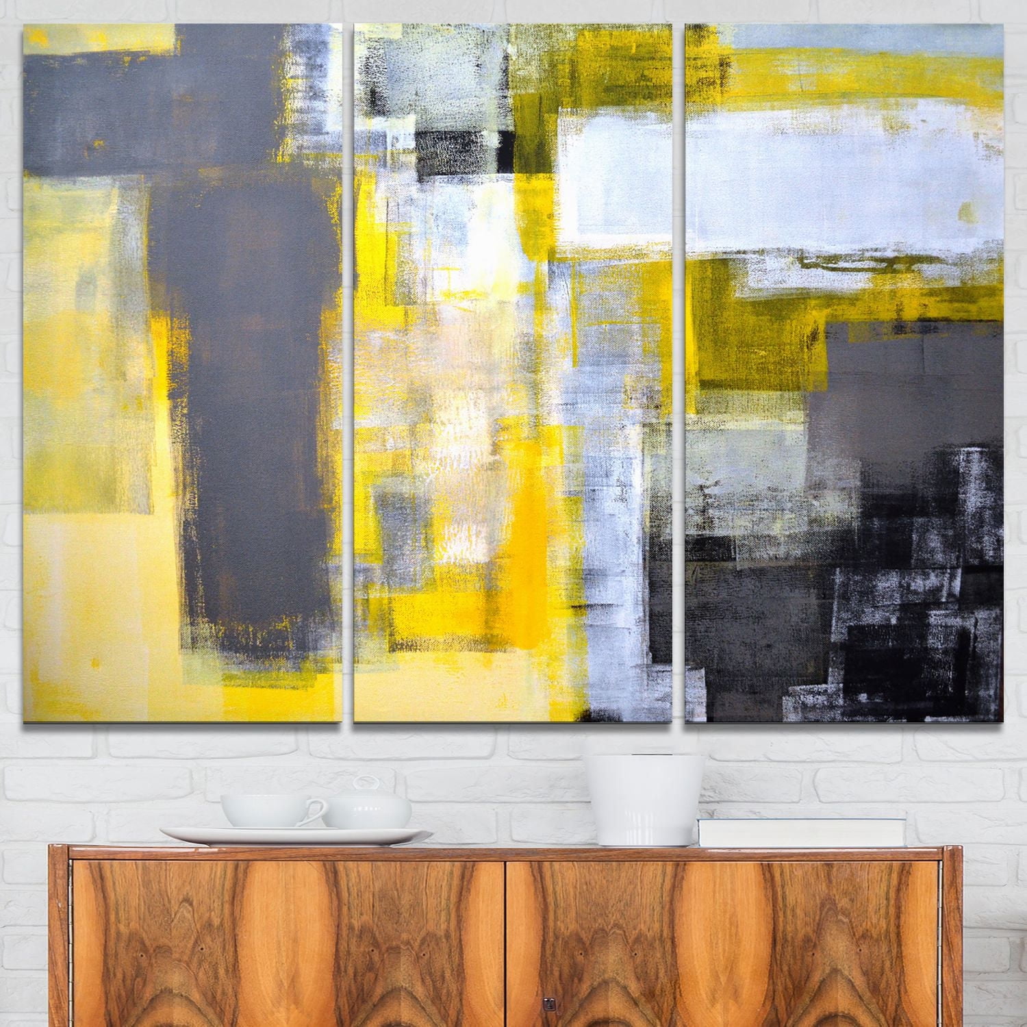 Click here for Designart Design Art Grey And Yellow Blur Abstract... prices