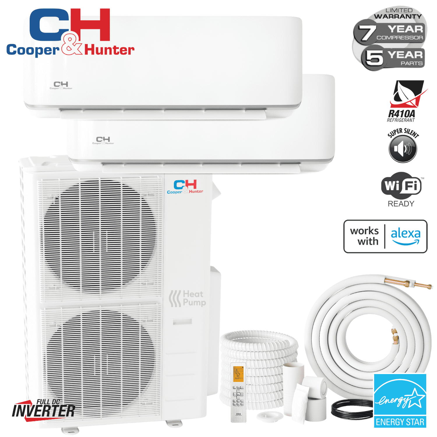 Buy Cooper&Hunter 48000 BTU Dual Zone 24k24k Wall Mount Ductless Mini ... Buy Cooper&Hunter 48000 BTU Dual Zone 24k24k Wall Mount Ductless Mini ...
