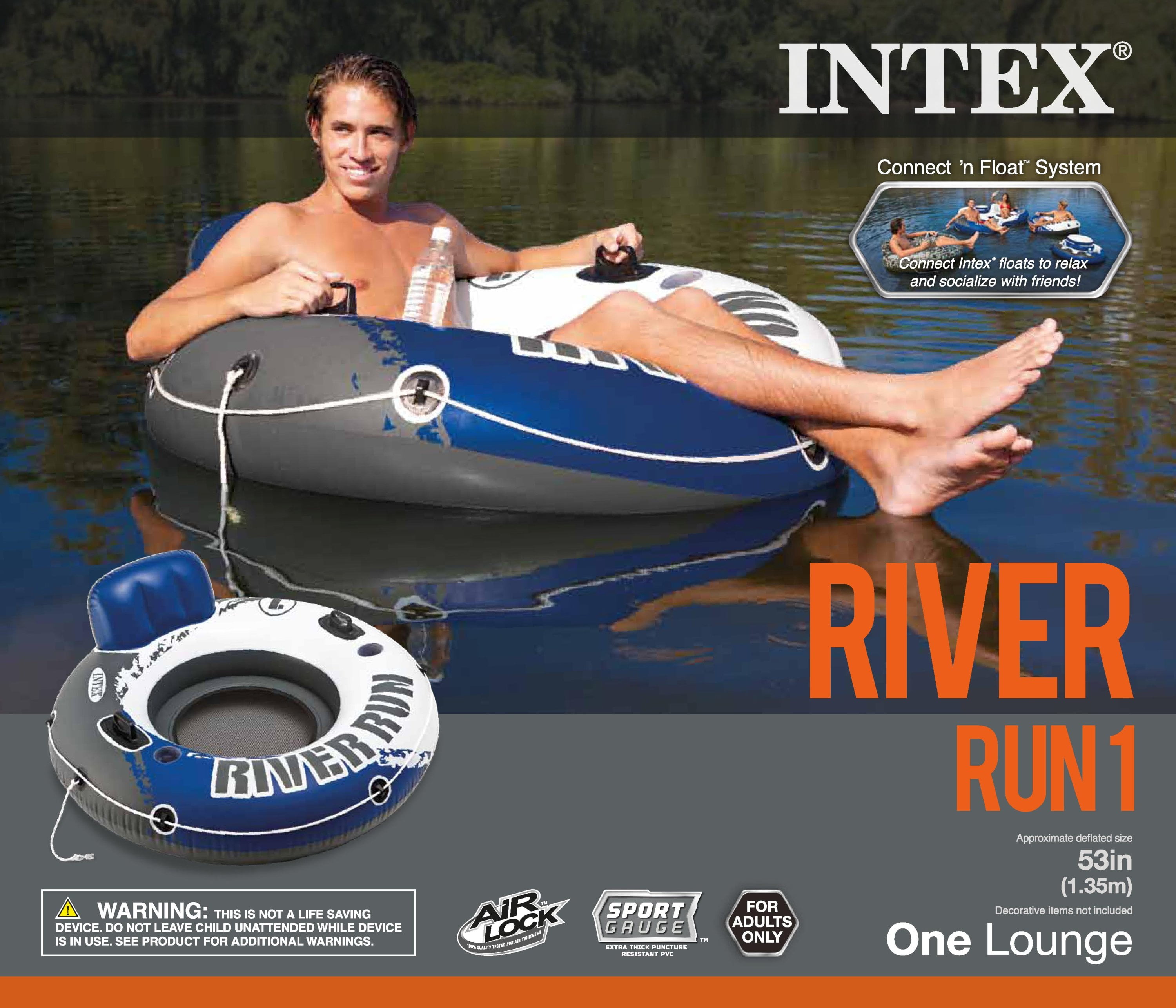 Intex River Run 1 Heavy Duty Inflatable Tube for Adults Large Water Float Lounger for Lakes Walmart