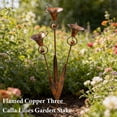Flamed Copper Three Calla Lilies Garden Stake with Bells, Decorative ...