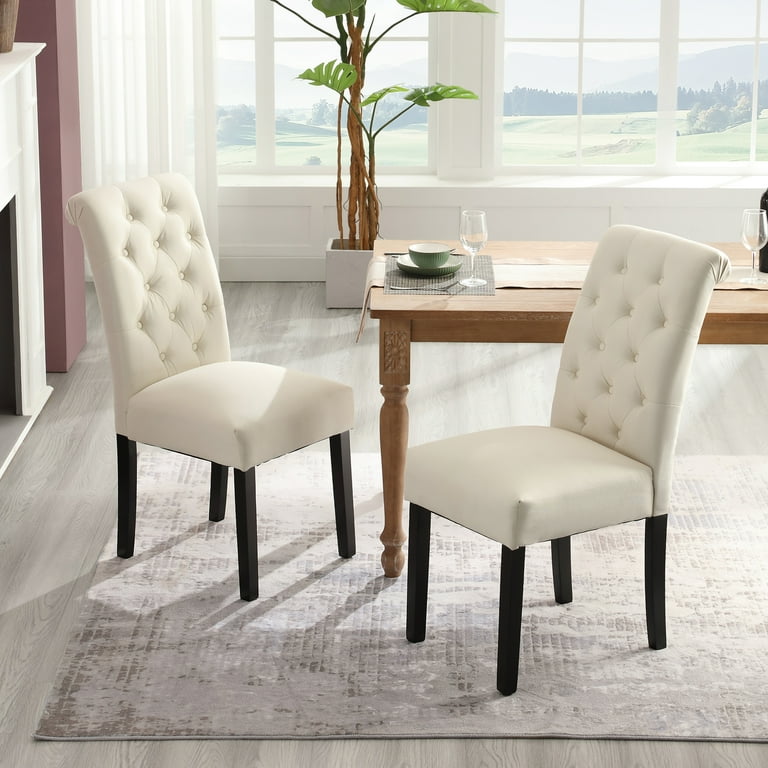 Beige Leather Dining Room Chairs