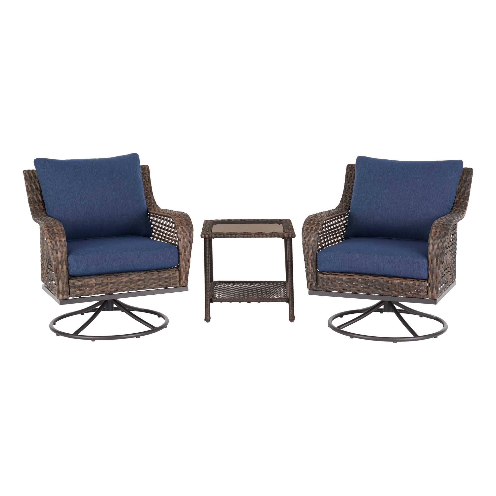 Mainstays Tuscany Ridge Oversized 3-Piece Outdoor Chat Set, Blue – eX ...