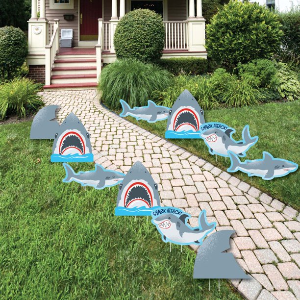 Big Dot of Happiness Shark Zone - Shark and Fin Lawn Decor - Outdoor ...