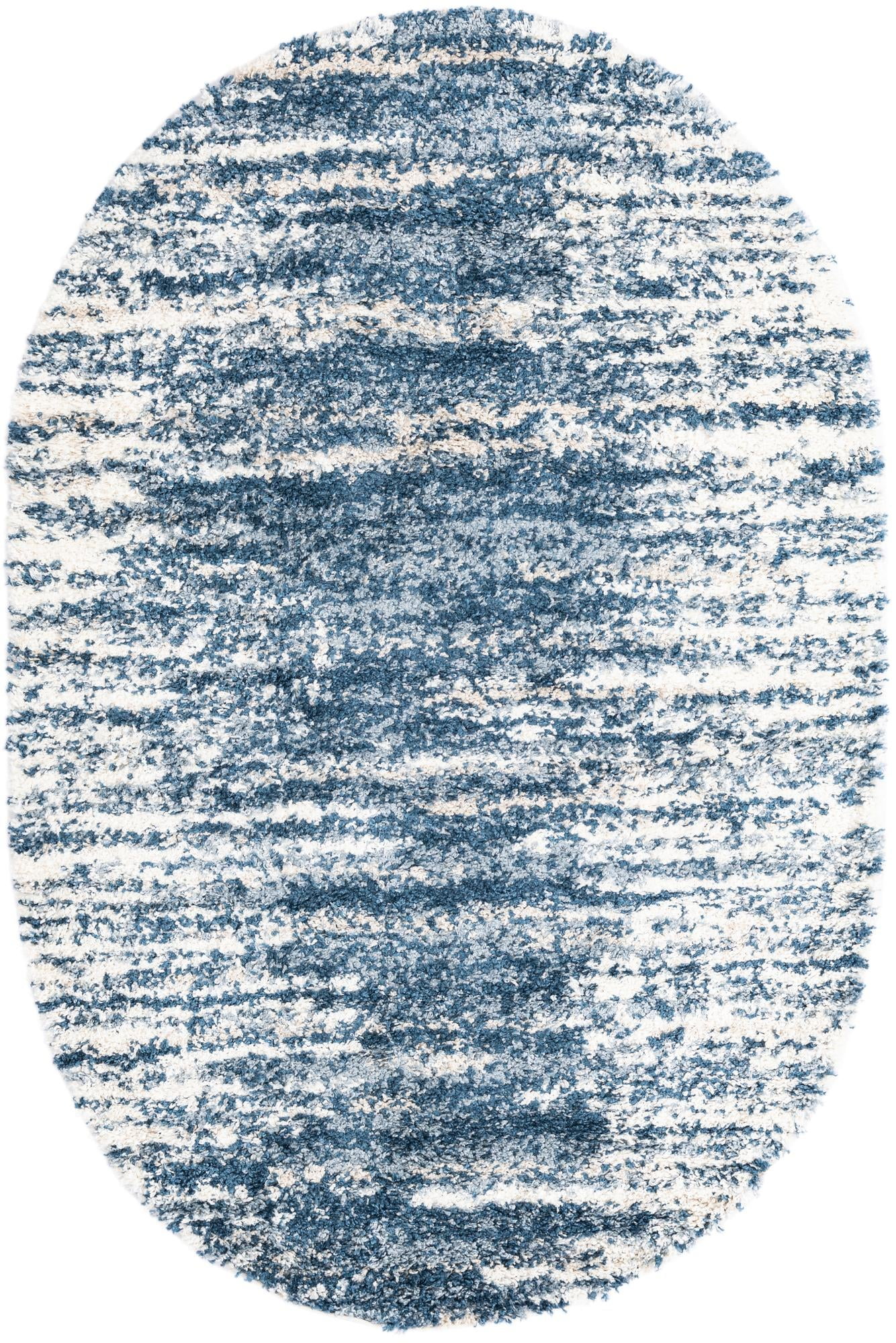 Rugs.com Serenity Shag Collection Rug – 5' x 8' Oval Blue Shag Rug ...