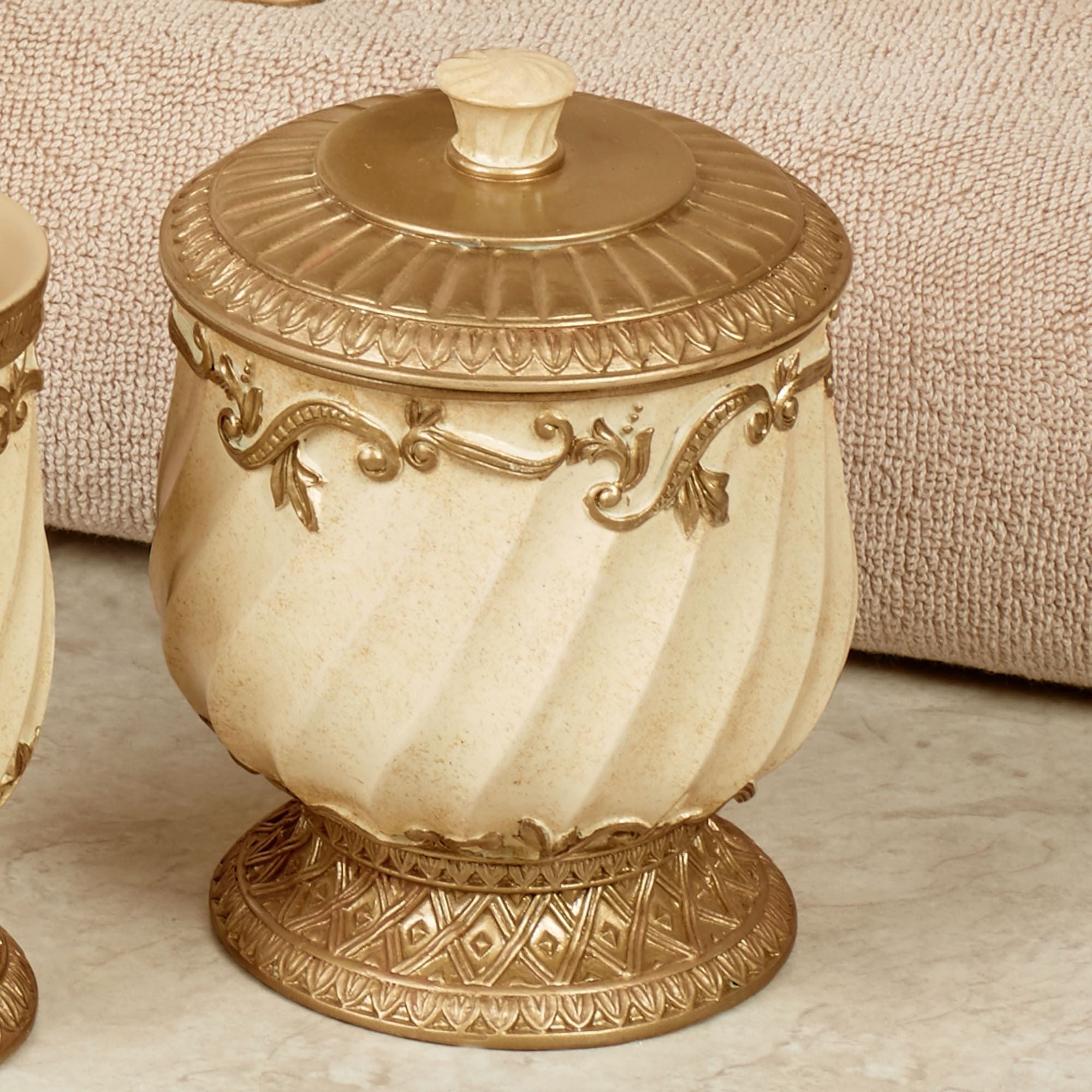 Elegant Pearl and Gold Geneva Covered Jar Covered Jar - Walmart.com