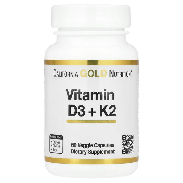 Suplemento de vitamina D3 + K2 de California Gold Nutrition, 60 ...