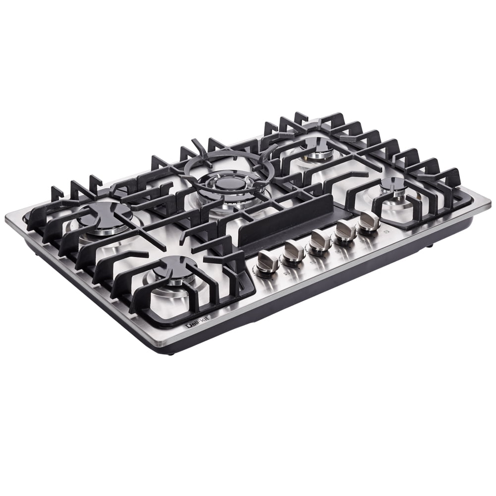 Deli-Kit 30 inch Gas Cooktop Stainless Steel 5 Burners Stovetop LPG/NG ...