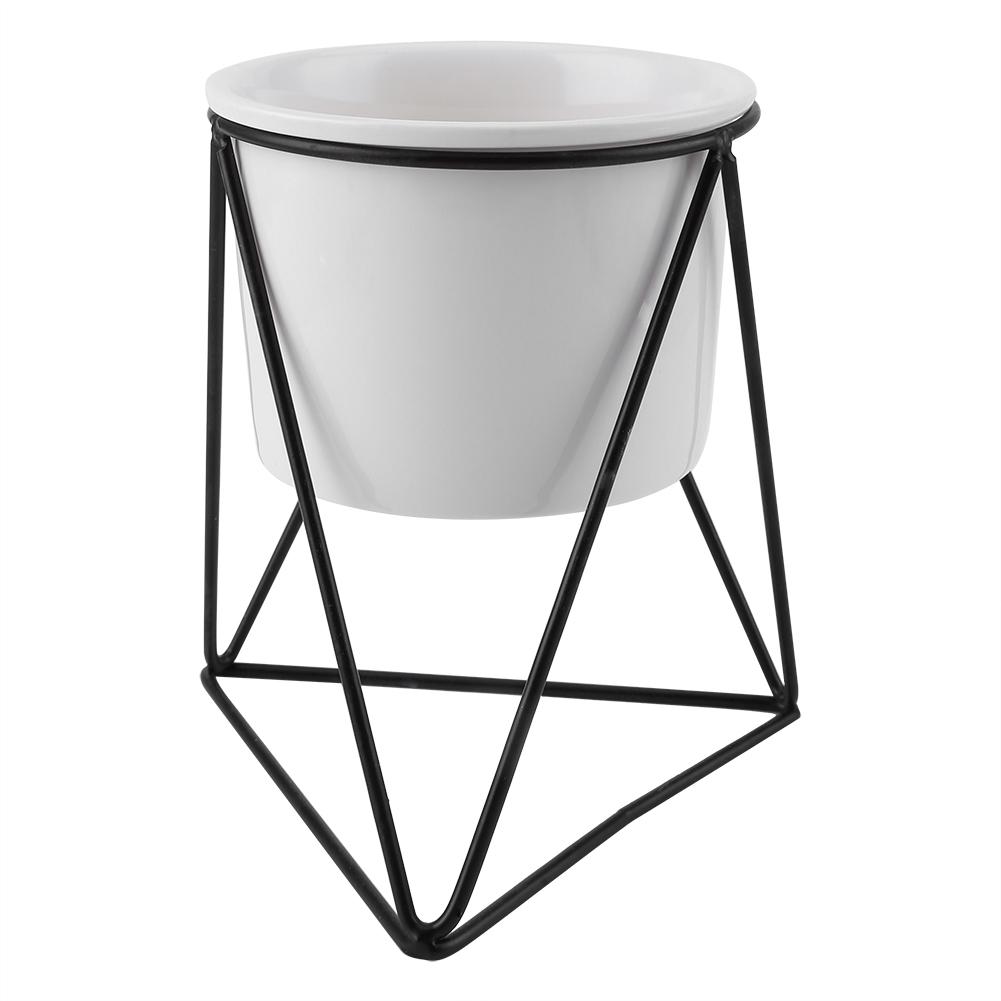Noref Ceramic Flower Pot and Triangle Geometric Metal Rack Garden Plant ...