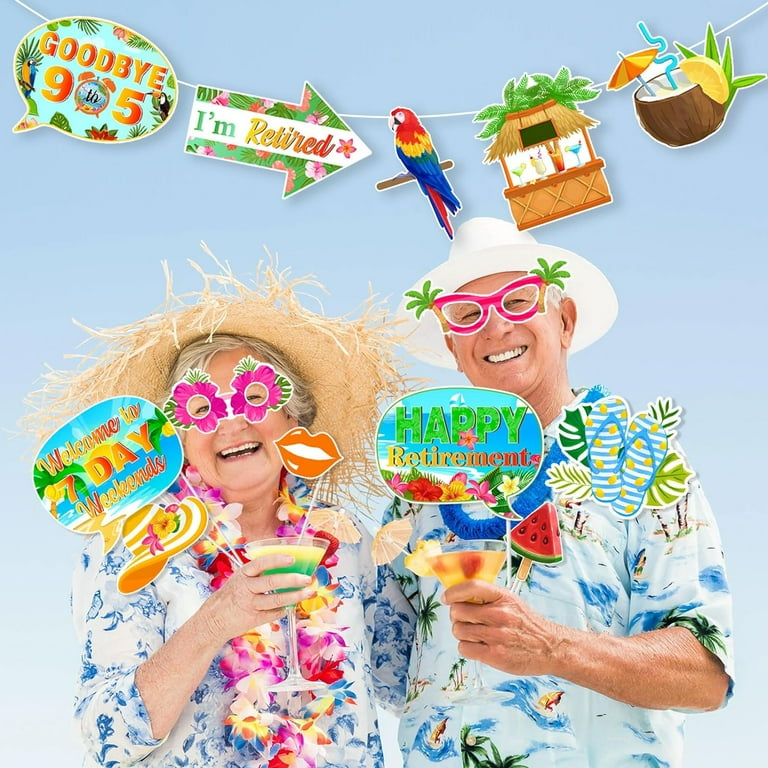 Happy Retirement Beach Party Hammock Retirement Cake Topper,