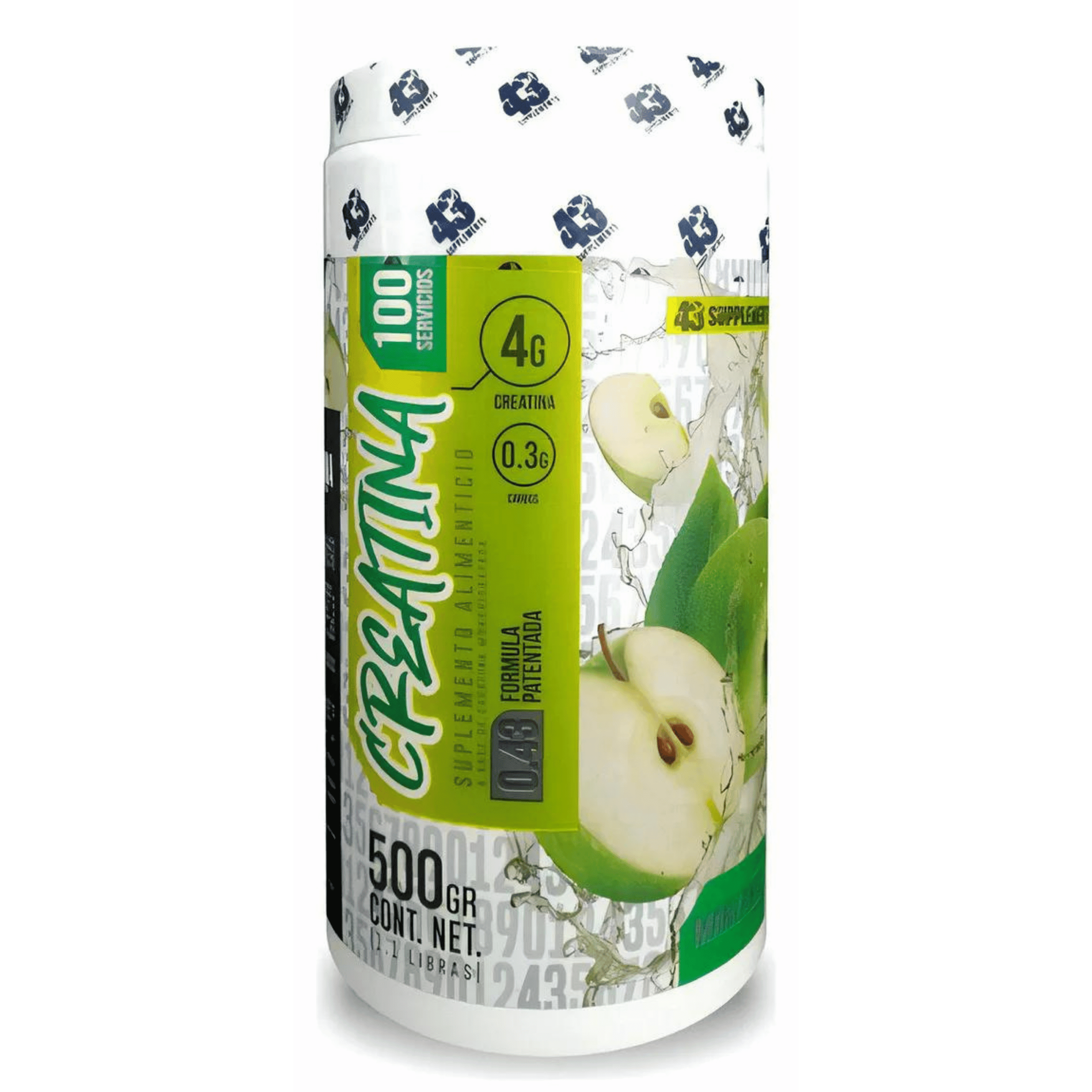 Creatina 500 g Sabor Manzana Verde 100 servicios 43 Supplements ...