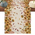 Autumn Yellow Sunflower Leaf Table Runner 13x70in Non-Slip Cotton Linen ...