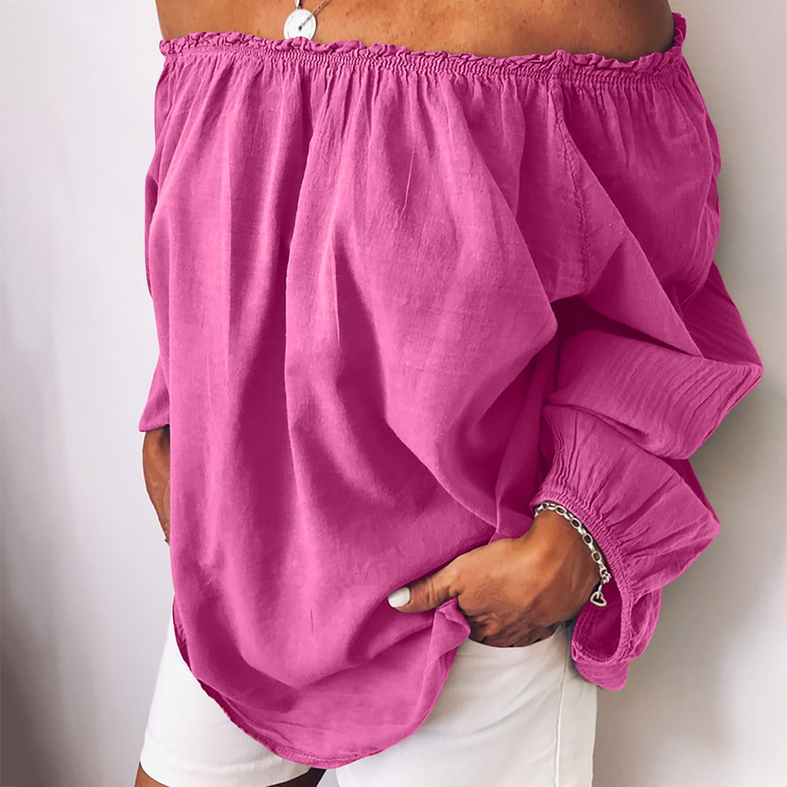 Click here for Jsaierl Off Shoulder Tops For Women Cotton Linen L... prices
