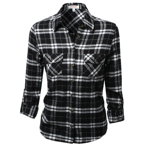 FashionOutfit - FashionOutfit Women's Flannel Plaid Checker Roll Up ...