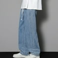 Jeans for Men Drawstring Denim Pants Summer Thin Sweatpants Casual ...