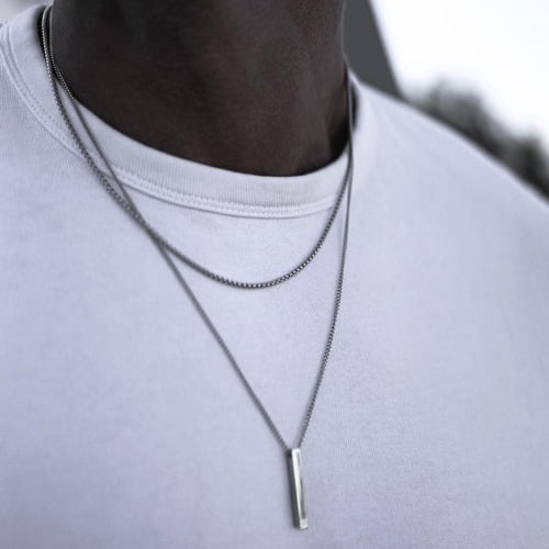 3d Vertical Bar Necklaces For Men Layering Stainless Steel Walmart