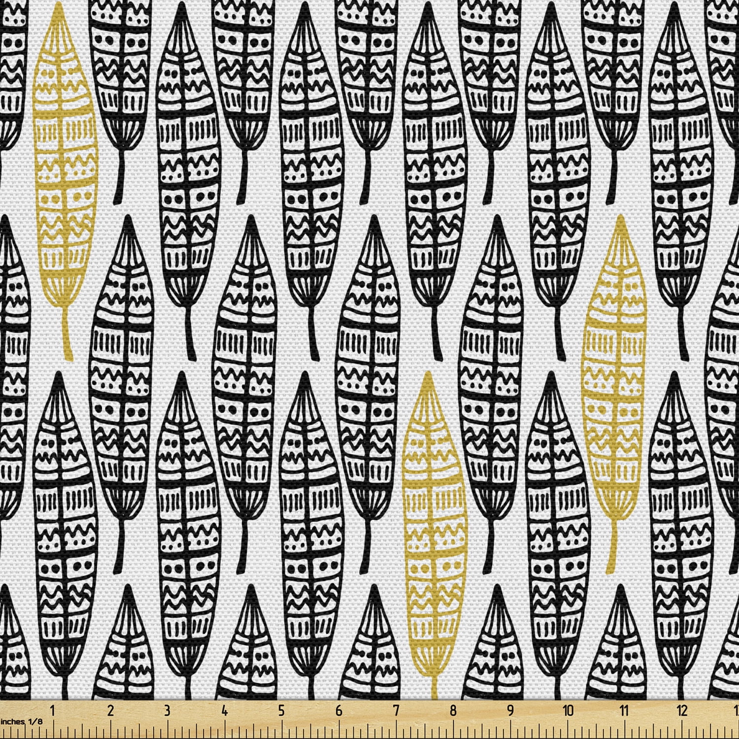 Feather Fabric by the Yard, Hand Drawn Repeating Pattern Ornate ...