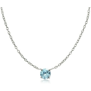 Sterling Silver Rhodium Plated Oval Blue Topaz and Created White Topaz ...